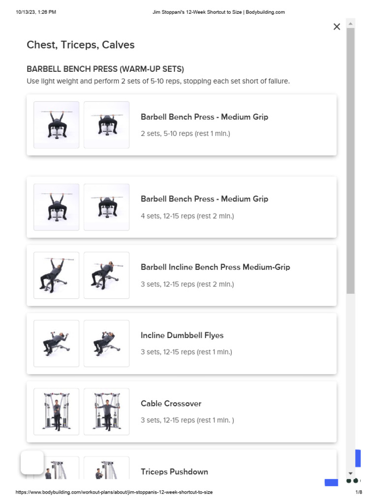 Chest, Triceps & Calves | PDF | Weight Training