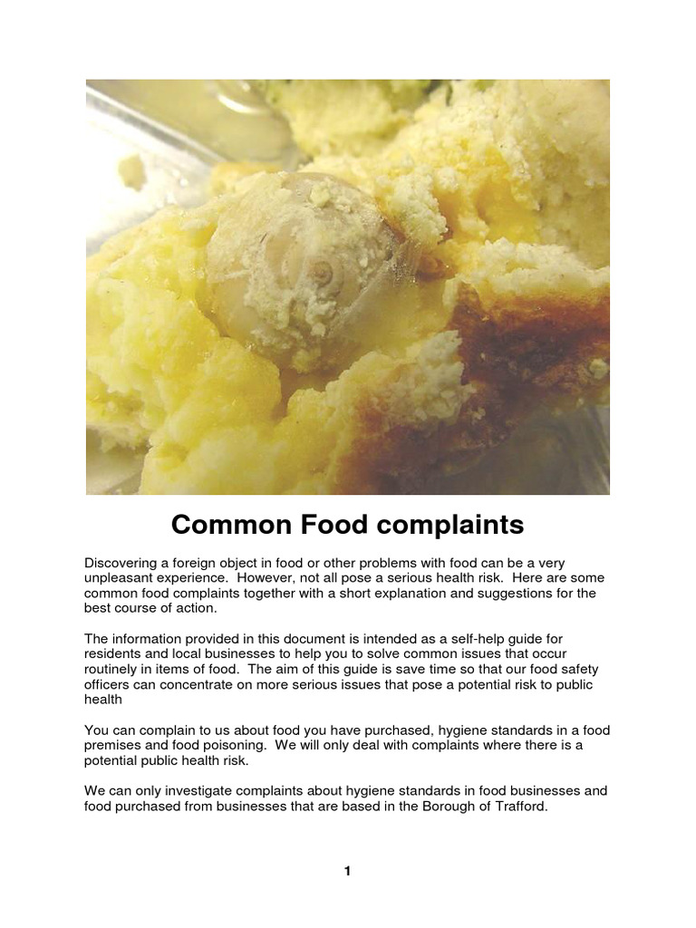 Common Food Complaints | PDF | Vegetables | Mushroom