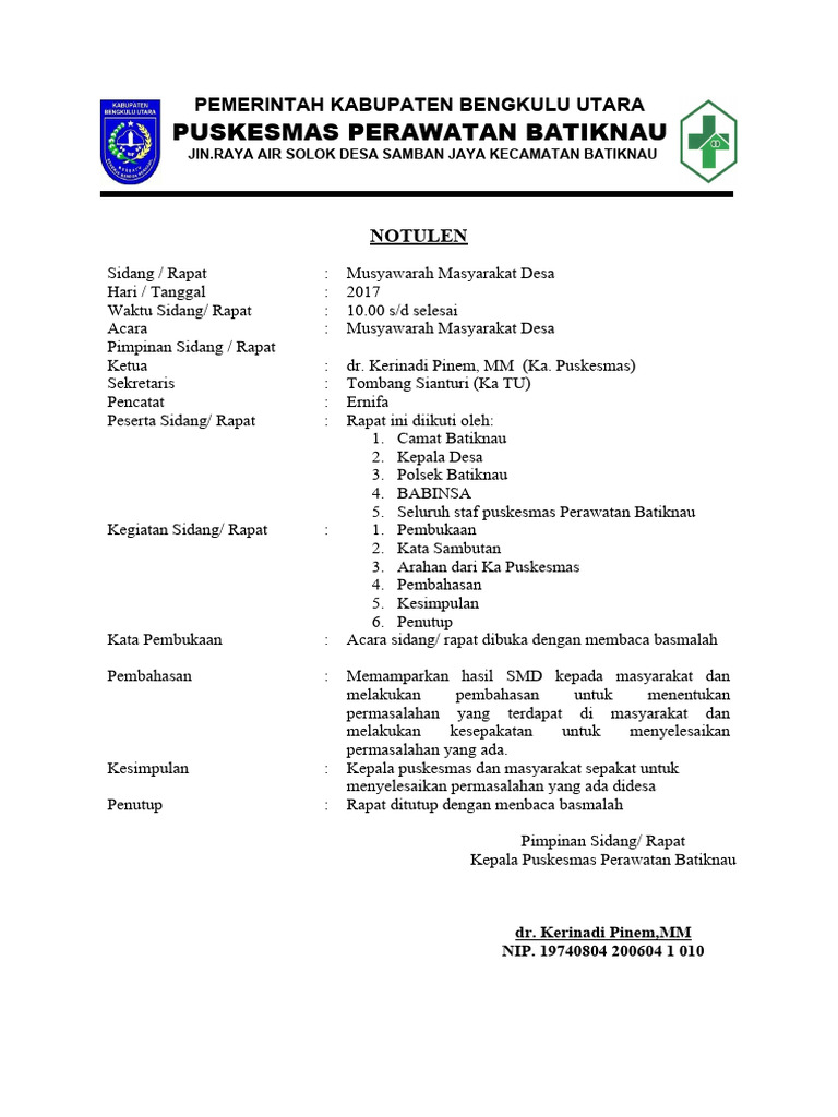Notulen, DH, DOK MMD | PDF | Karier & Perkembangan | Kesehatan Holistik