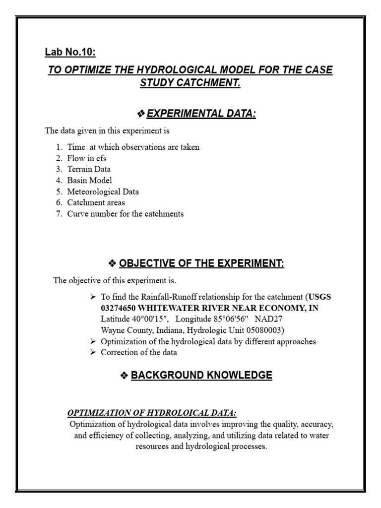 Lab No 10 Hydrology | PDF | Hydrology | Drainage Basin