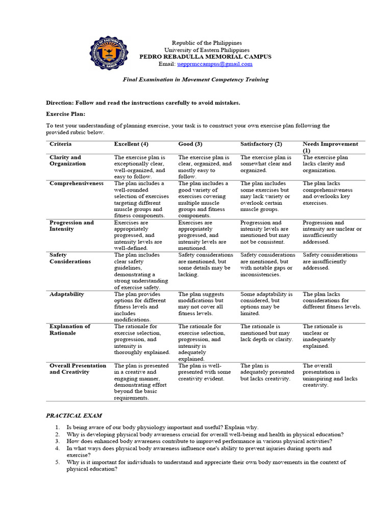 Final Examination in MCT 2024 | PDF | Physical Fitness | Critical Thinking