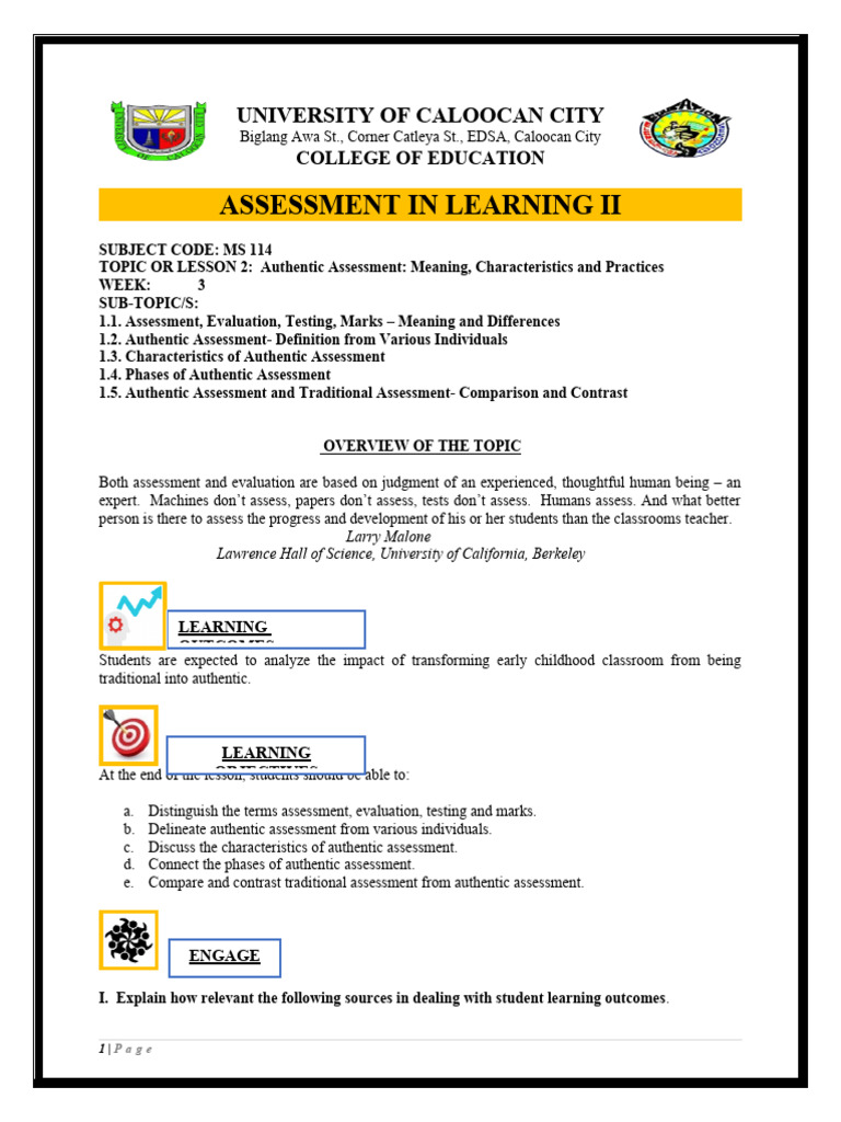 MS 114 - Module 2 | PDF | Educational Assessment | Learning