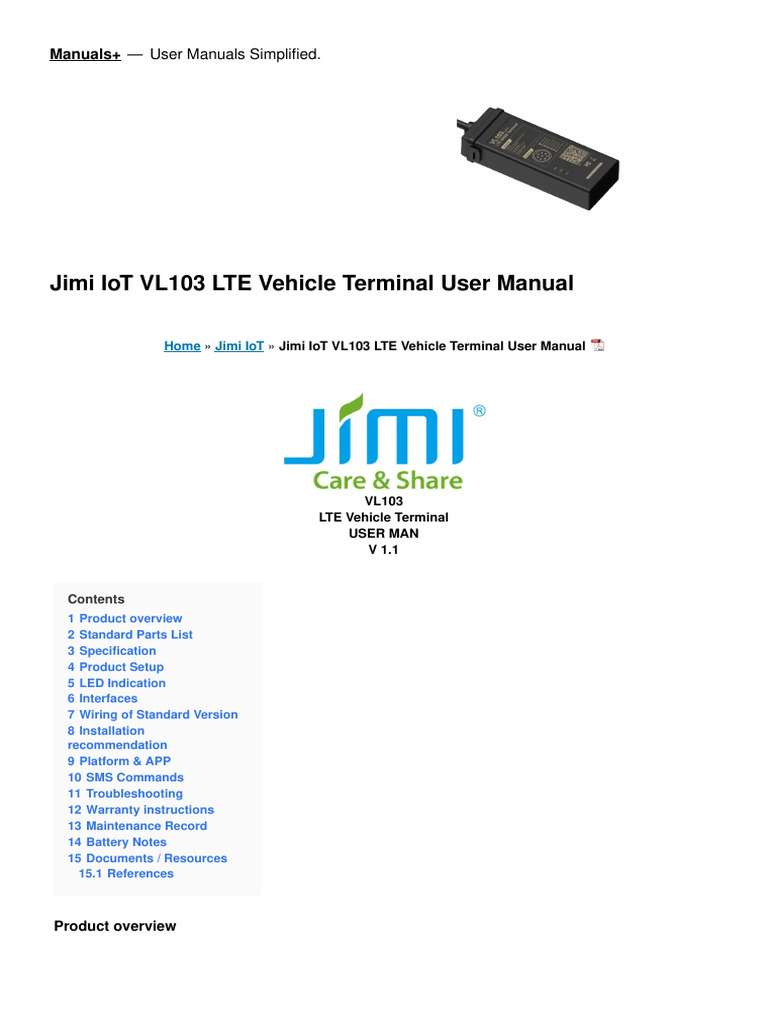 vl103-lte-vehicle-terminal-manual | PDF | Transmission Control Protocol | Radio