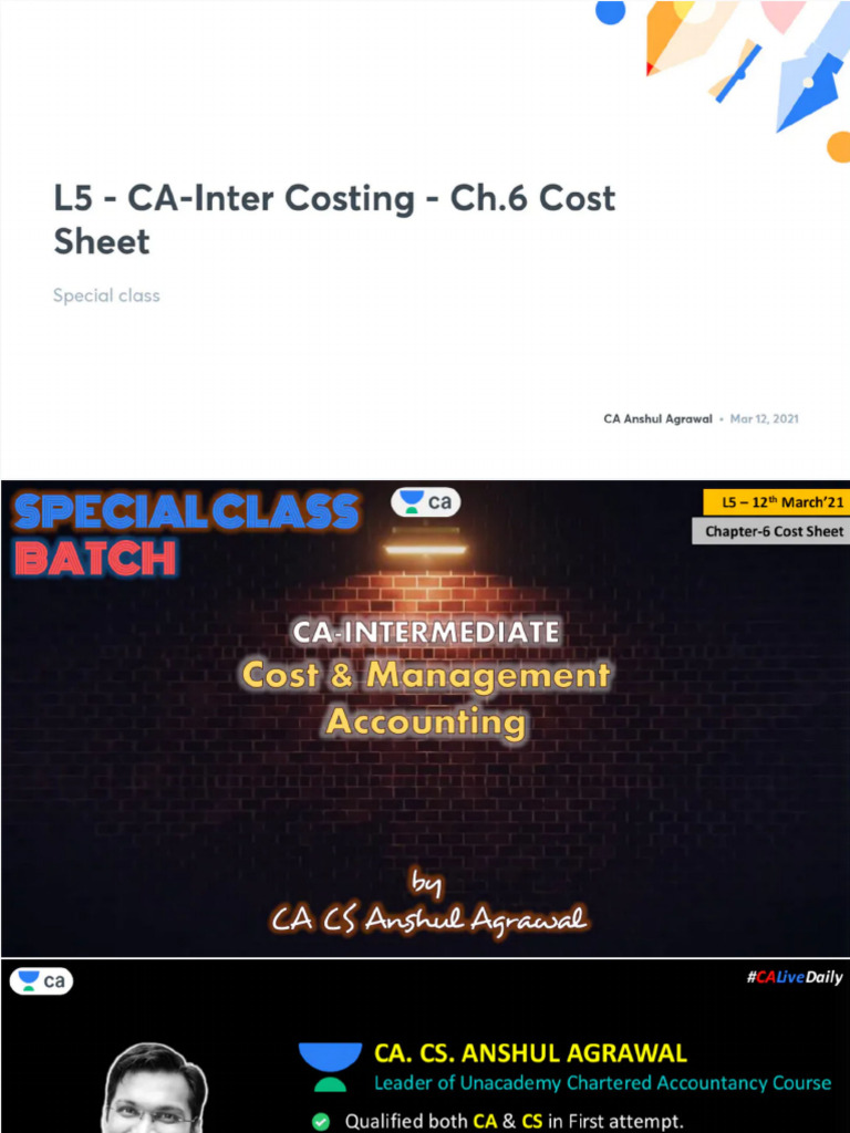 L5 CAInter Costing Ch6 Cost Sheet With Anno | PDF