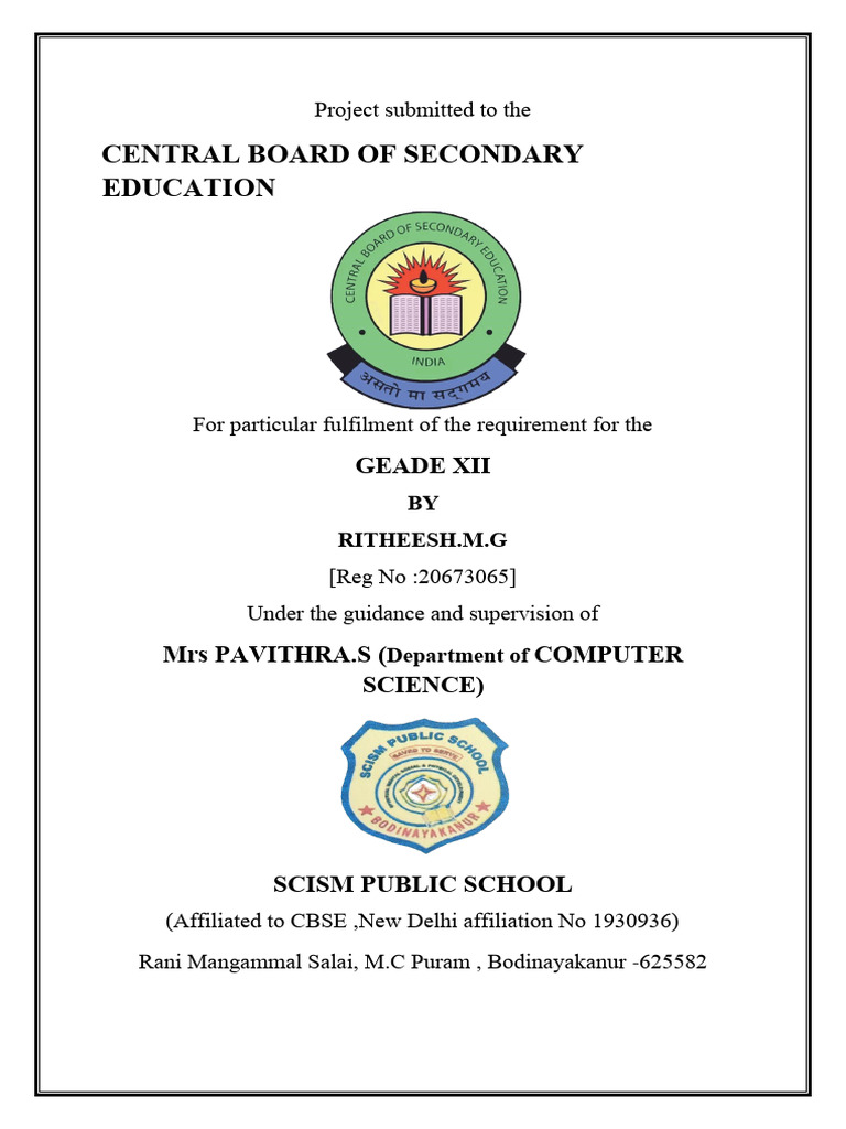 Central Board of Secondary Education: Geade Xii | PDF