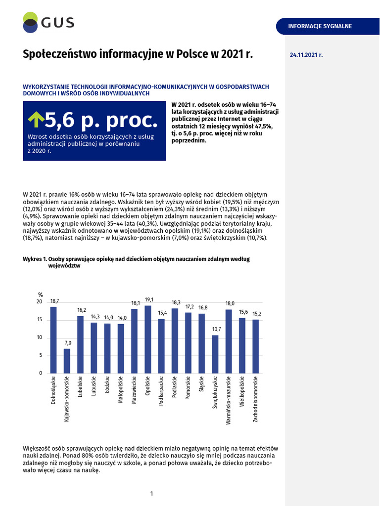Spoleczenstwo Informacyjne W Polsce W 2021 R. | PDF