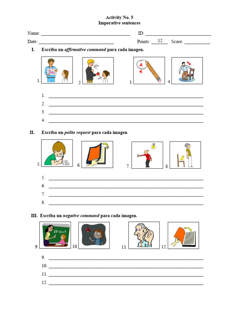Activity No. 5 - Imperative Sentences | PDF