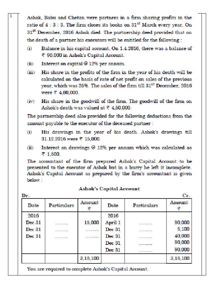 Death of a Partner: Journal Entries | PDF | Goodwill (Accounting ...