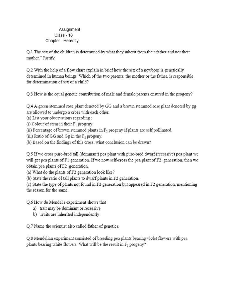 Assignment On Heredity | PDF