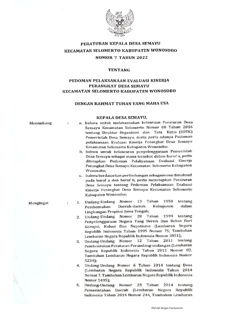 Perkades Evaluasi Kinerja Perangkat | PDF