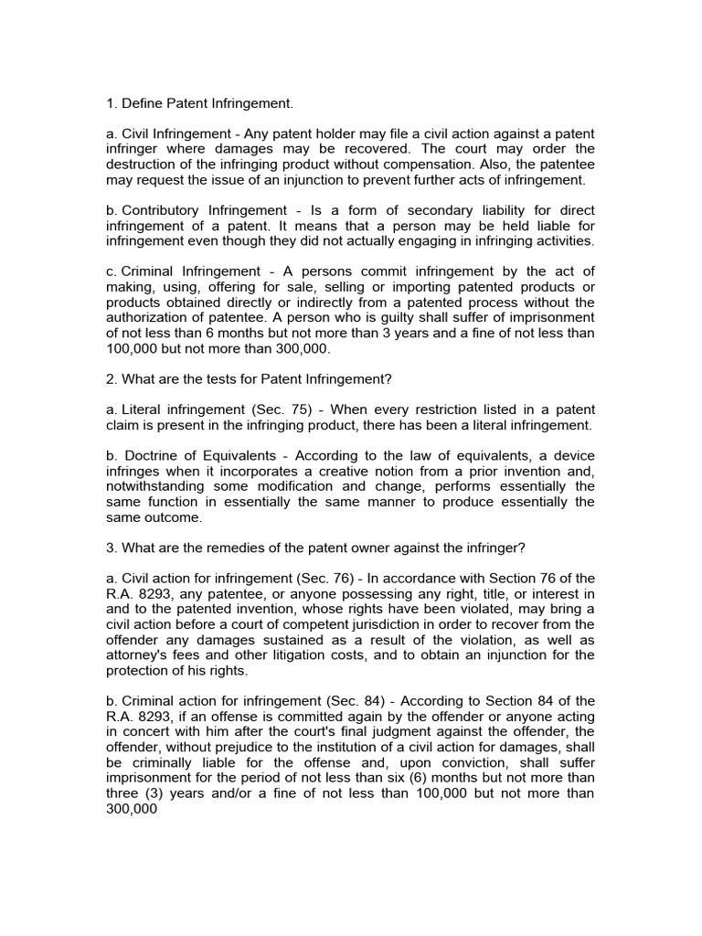 Patent Essay | PDF | Patent Infringement | Patent
