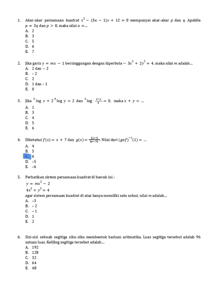 Soal Try Out Matematika | PDF | Metode & Bahan Ajar