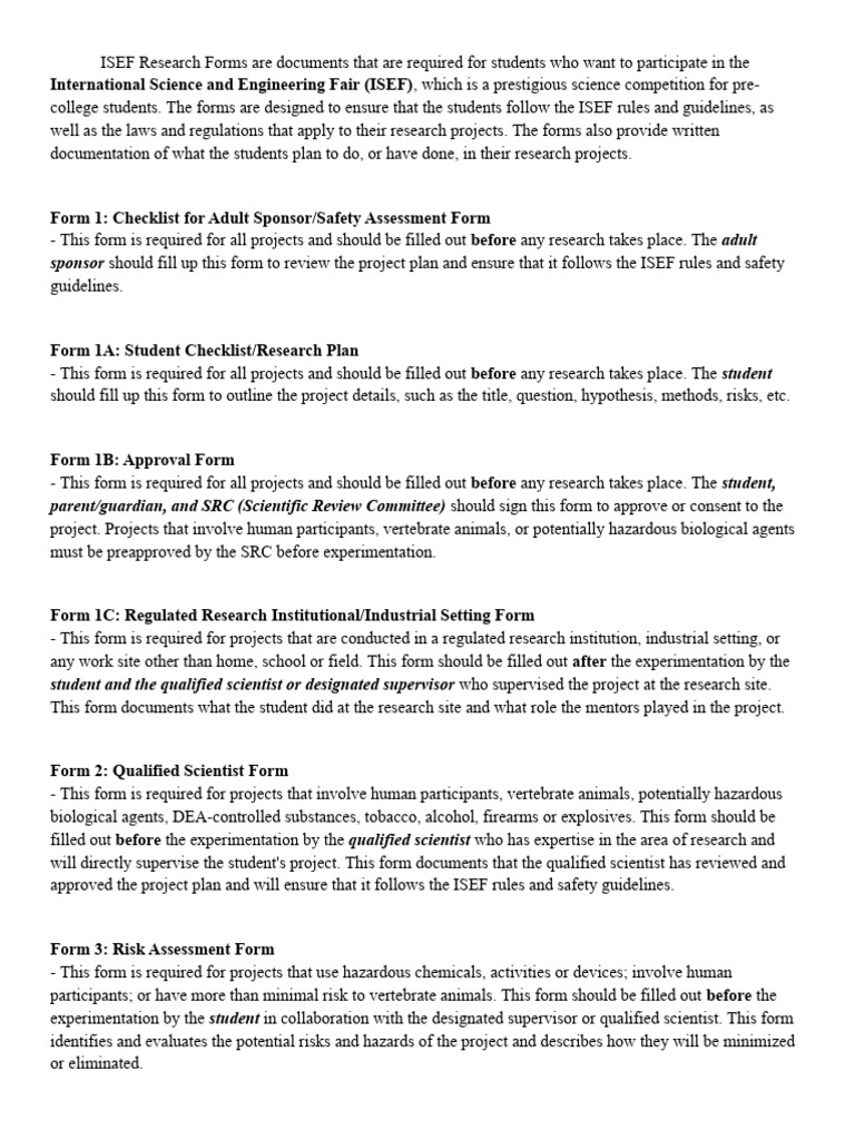 ISEF Research Forms | PDF