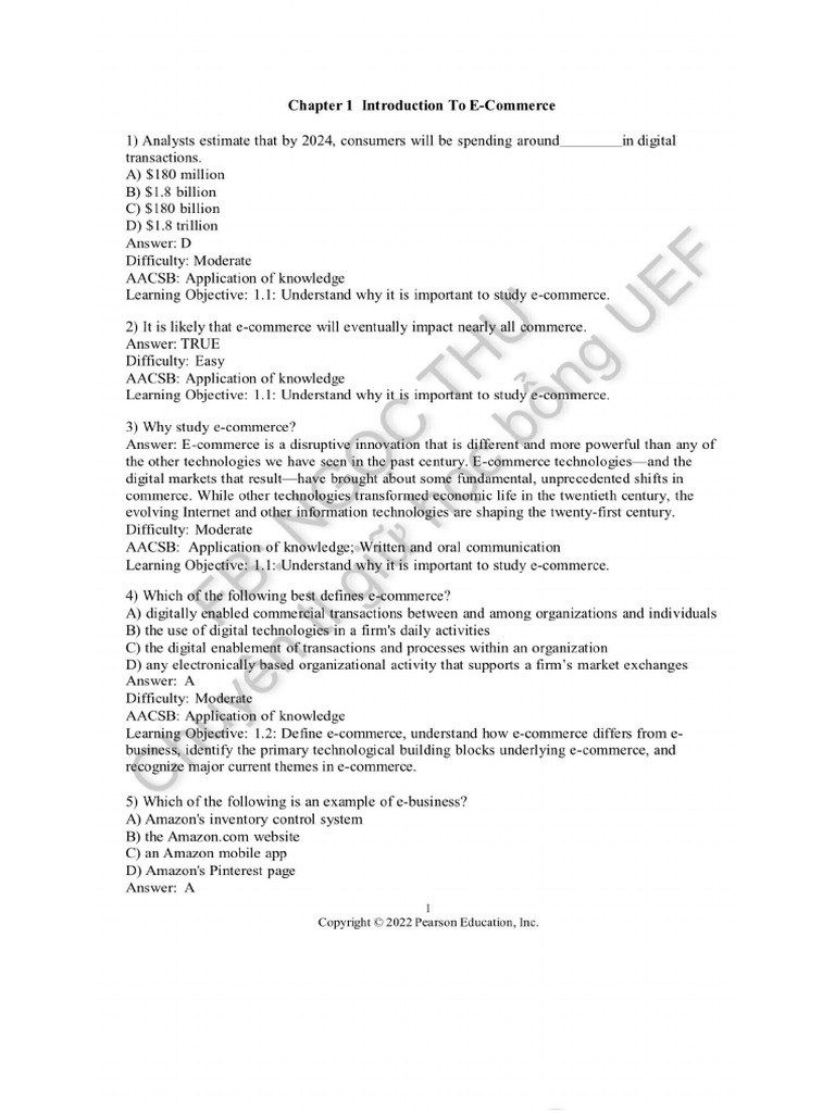 Chapter 1 Answer Key | PDF
