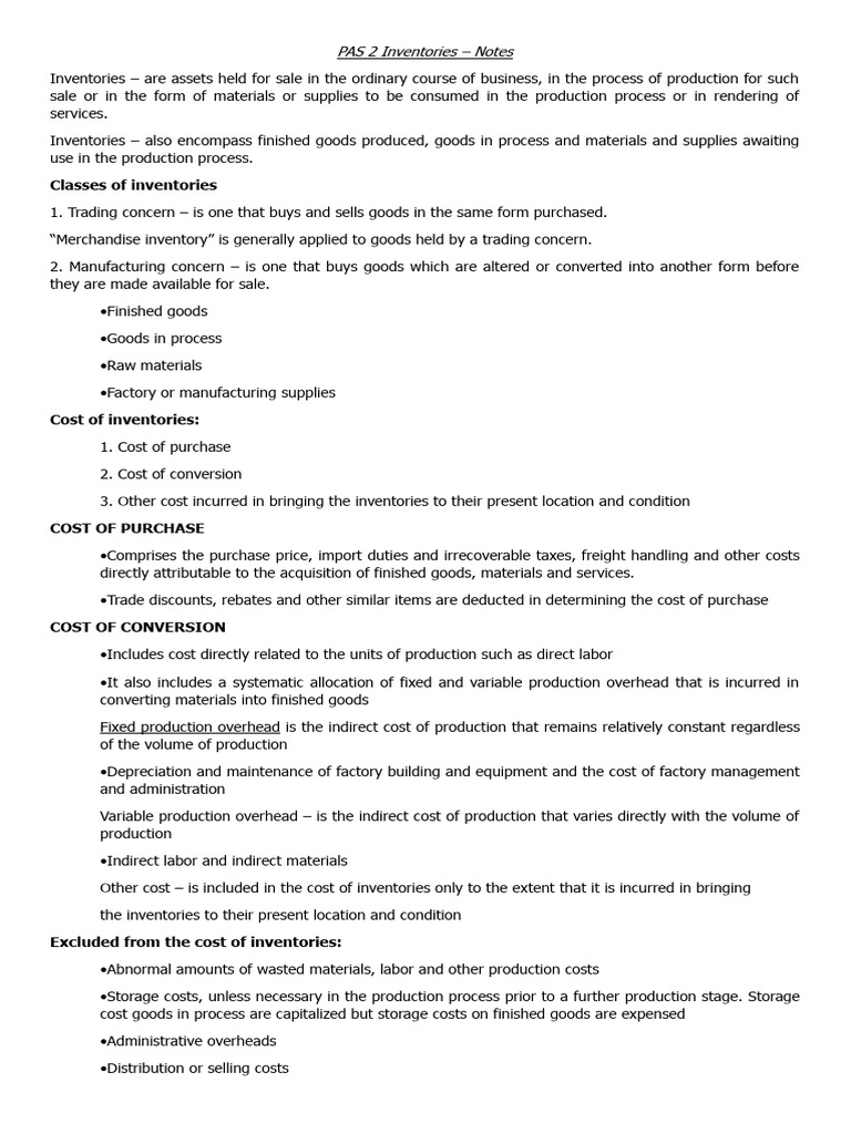 PAS 2 Inventories | PDF | Cost Of Goods Sold | Inventory