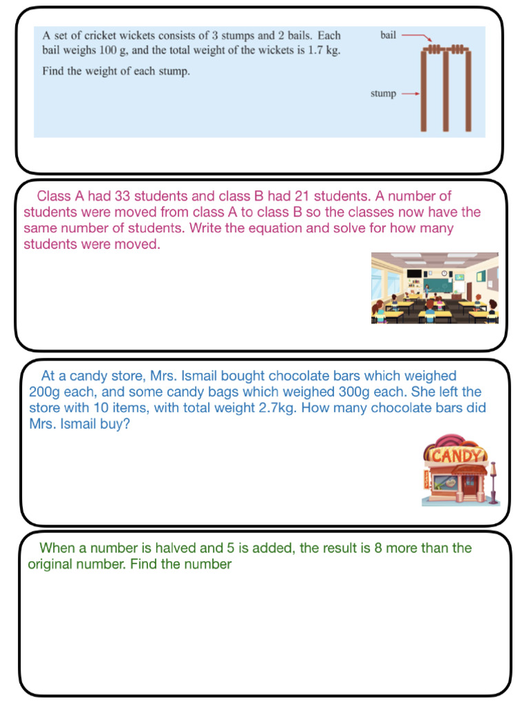 Algebra Word Problems Solving Equations Pdf