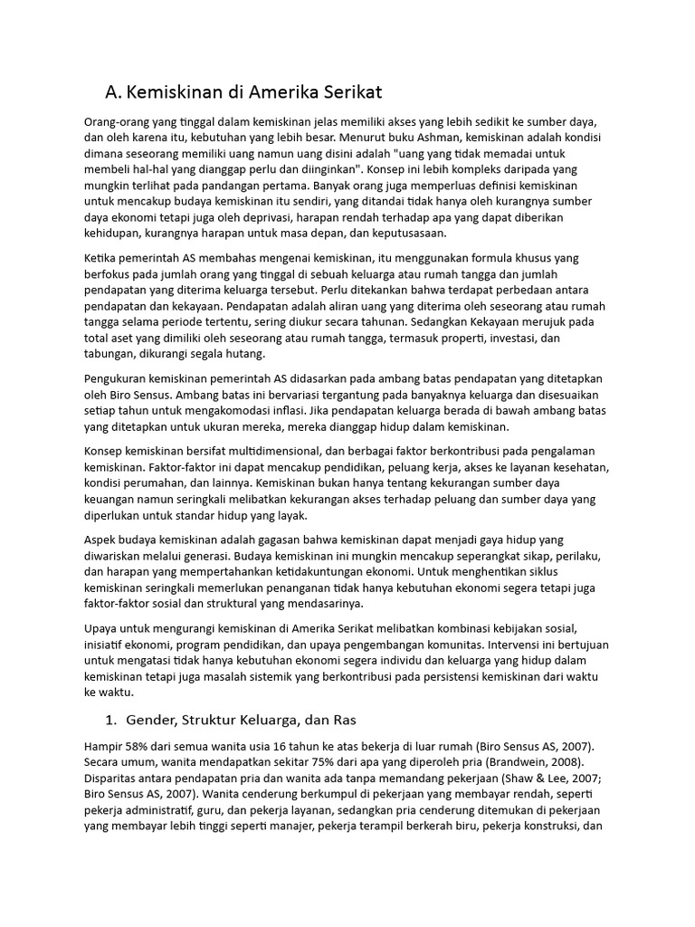 Kemiskinan Di Amerika | PDF
