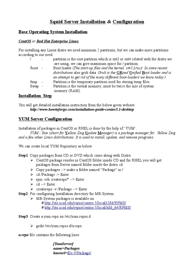 Squid Installation & Configuration | PDF | Linux Distribution | System Software