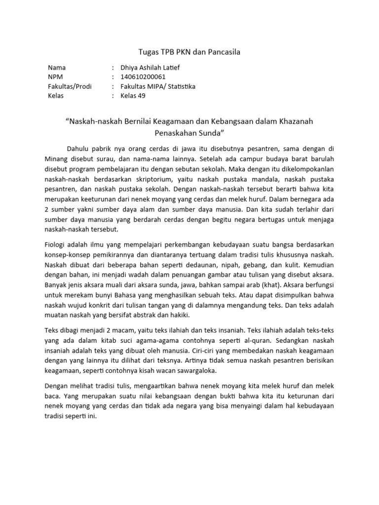 Tugas TPB PKN Dan Pancasila | PDF