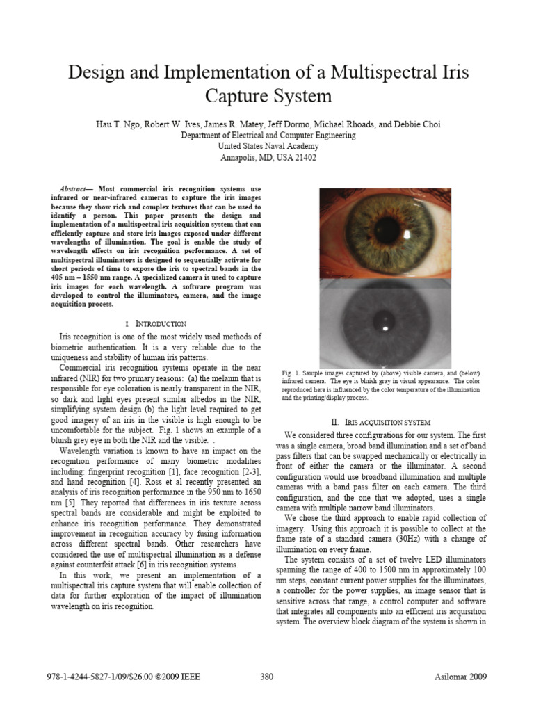 Design And Implementation Of A Multispectral Iris Capture System Pdf