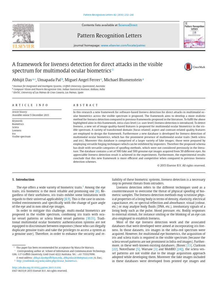 A Framework For Liveness Detection For Direct Attacks in - 2016 ...