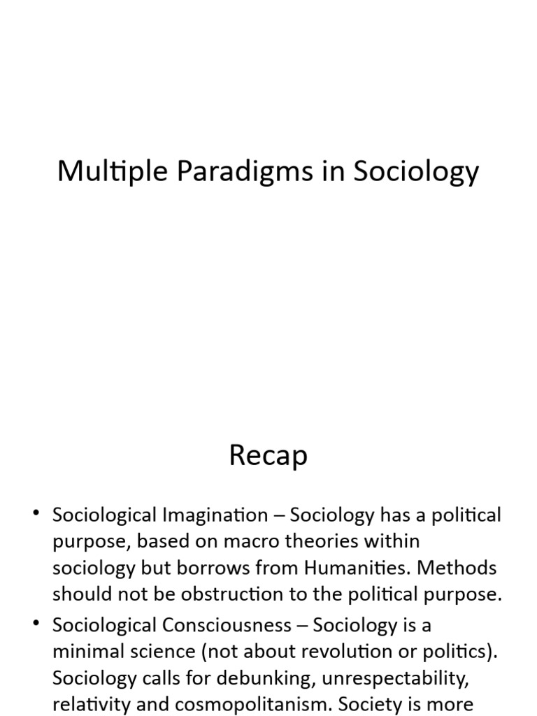 Lecture 6 - Multiple Paradigms in Sociology | PDF | Politics | Philosophy