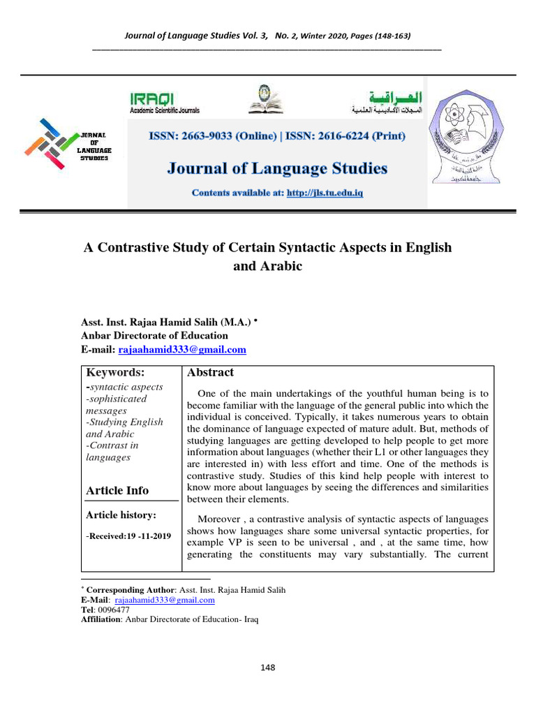 Contrastive Analysis | PDF | Verb | Grammatical Number