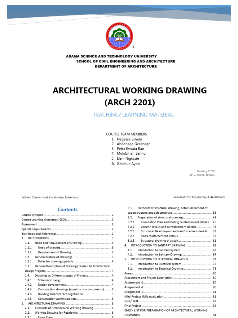 Architectural Working Drawings Overview | PDF | Roof | Wall