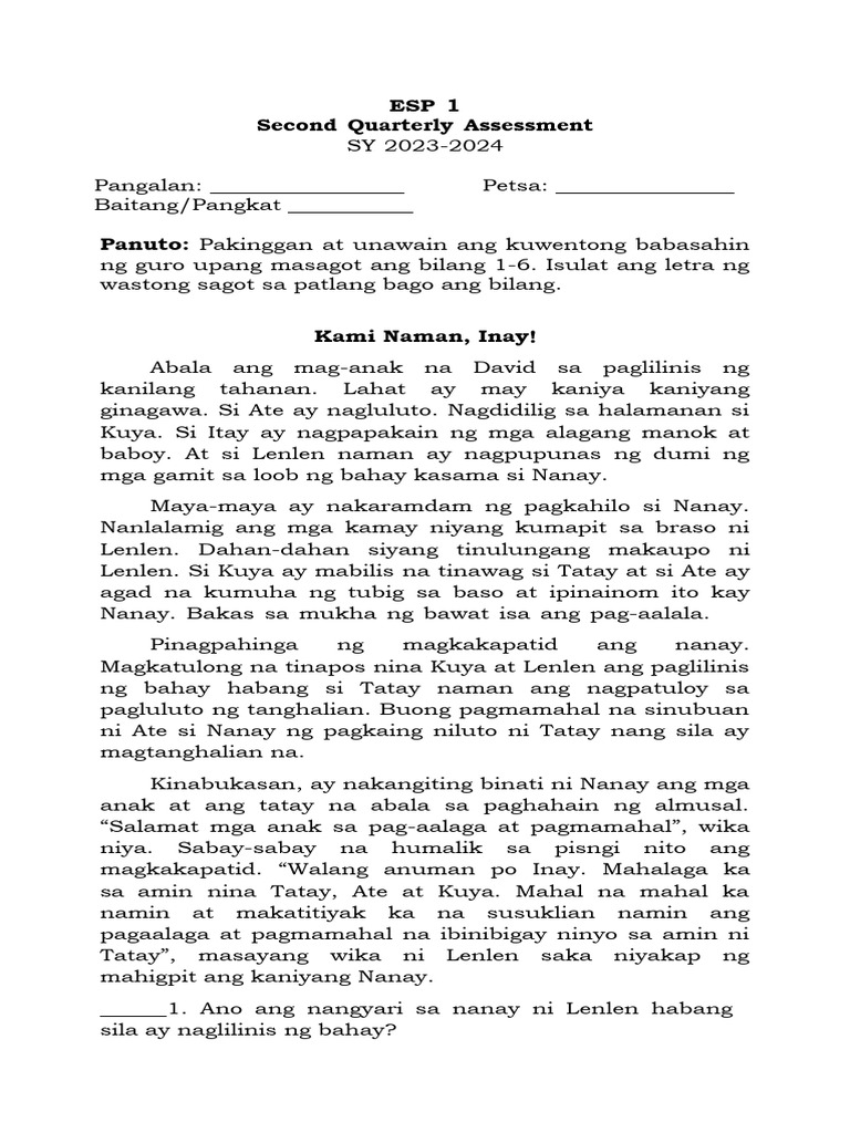 Esp 1 - Q2 - PT - New | PDF