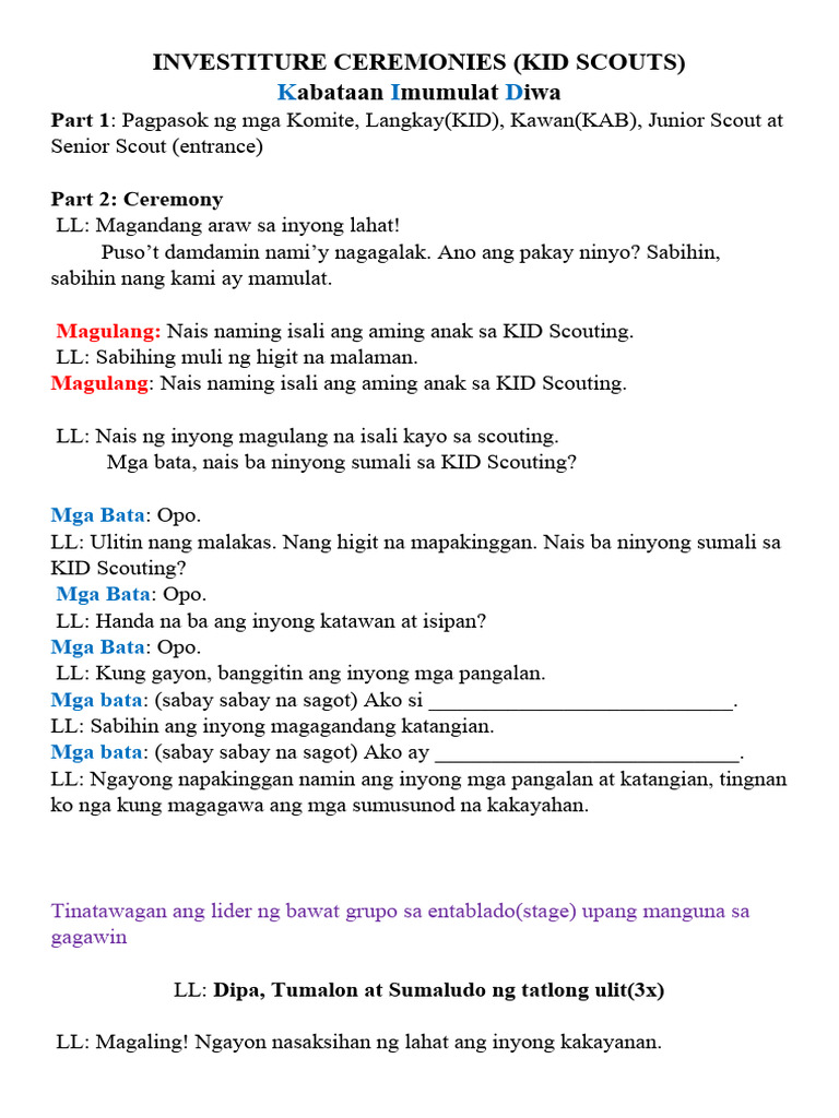 Ceremonies in Kid Scouting | PDF