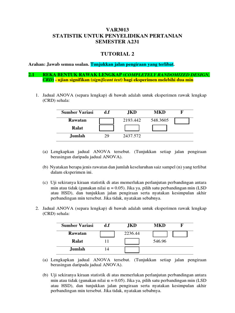 A231 Tutorial 2 (New) | PDF