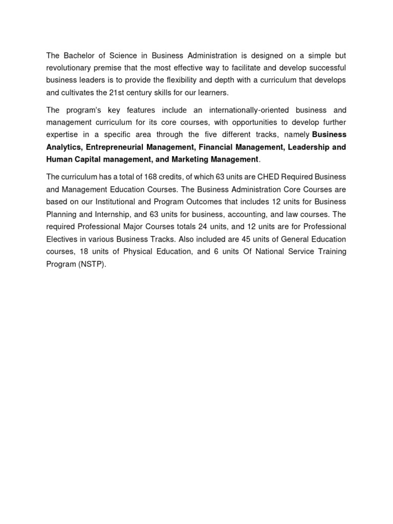 BSBA Curriculum | Download Free PDF | Curriculum | Analytics