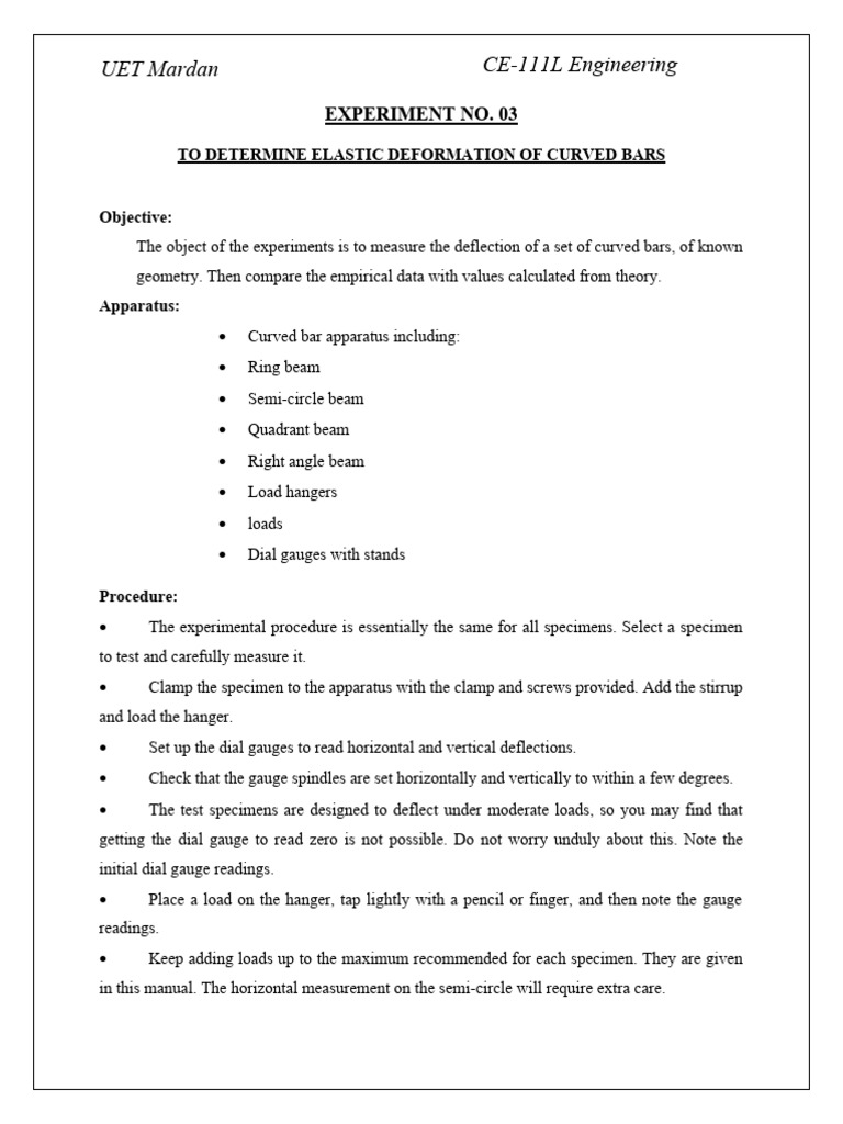 Lab 3 | PDF | Beam (Structure) | Experiment