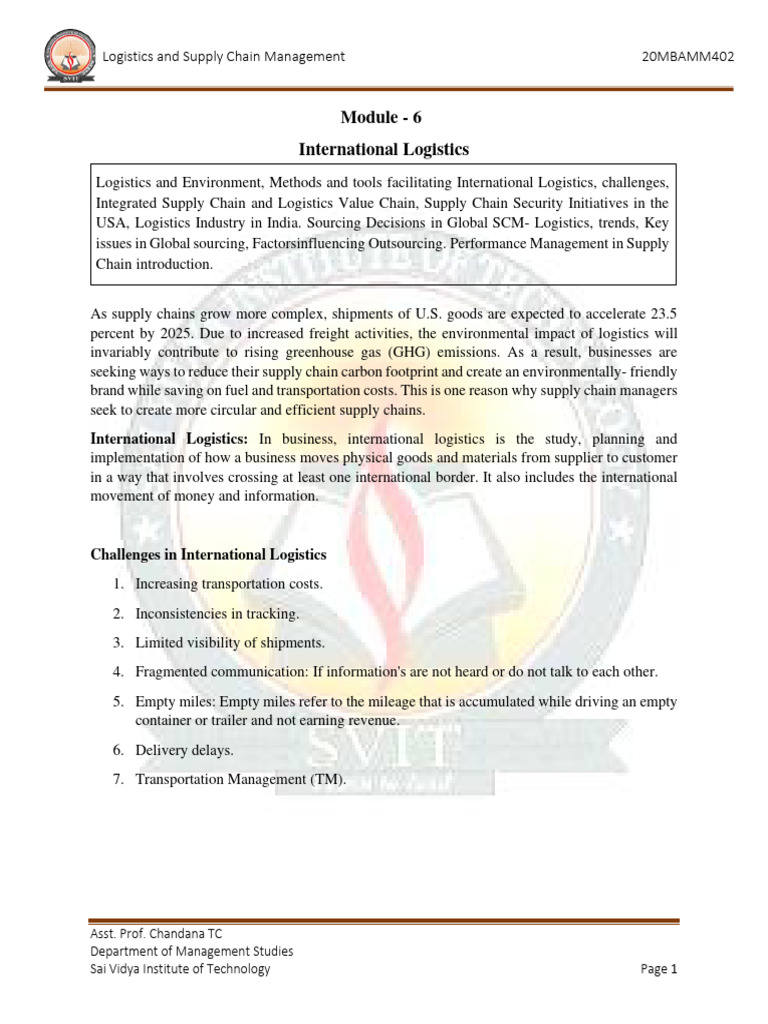 International Logistics and Sustainability Insights | PDF | Logistics ...