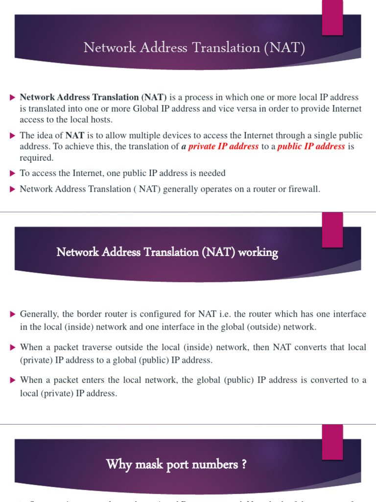 Network Address Translation (NAT) Is A Process in Which One or More Local IP Address | PDF | Ip ...