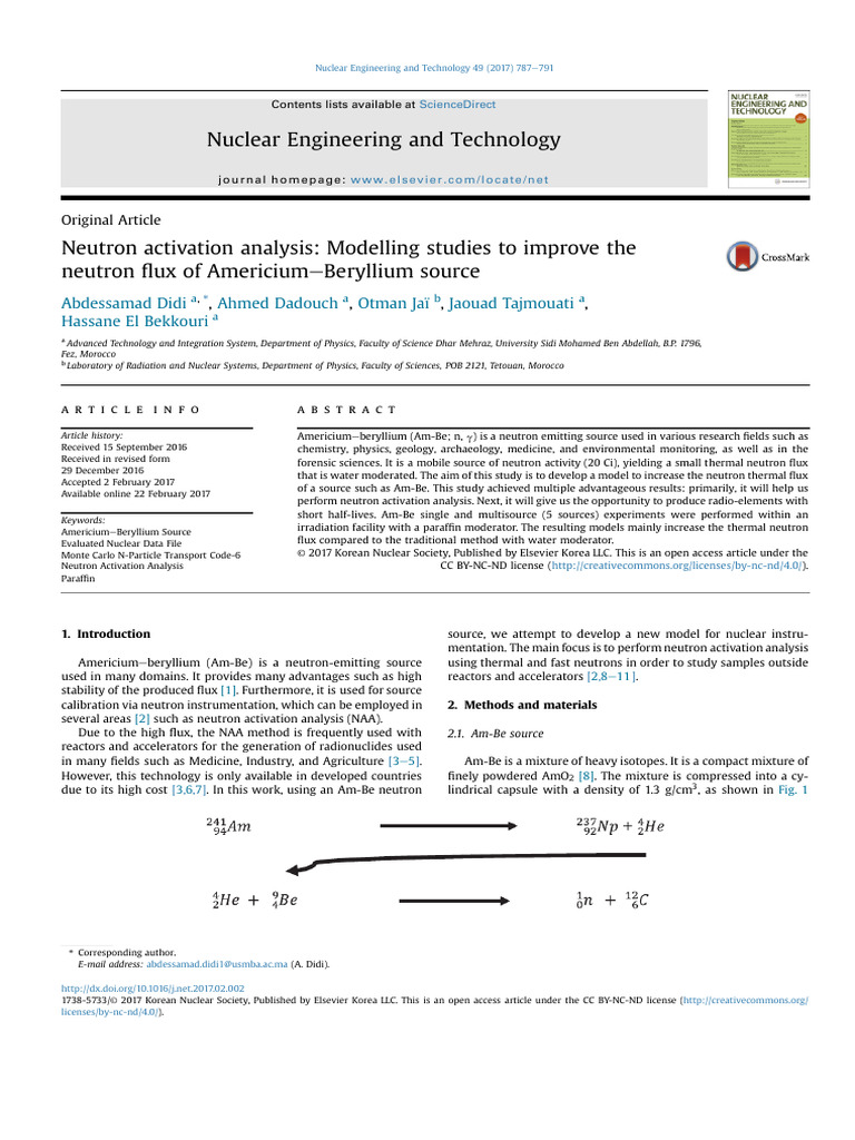 Enhancing Neutron Flux in Am-Be Sources | PDF | Neutron | Nature