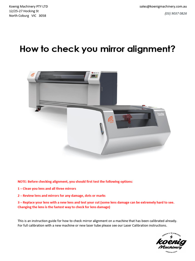 Mirror Alignment Guide for Laser Cutters | PDF | Mirror | Manufactured ...
