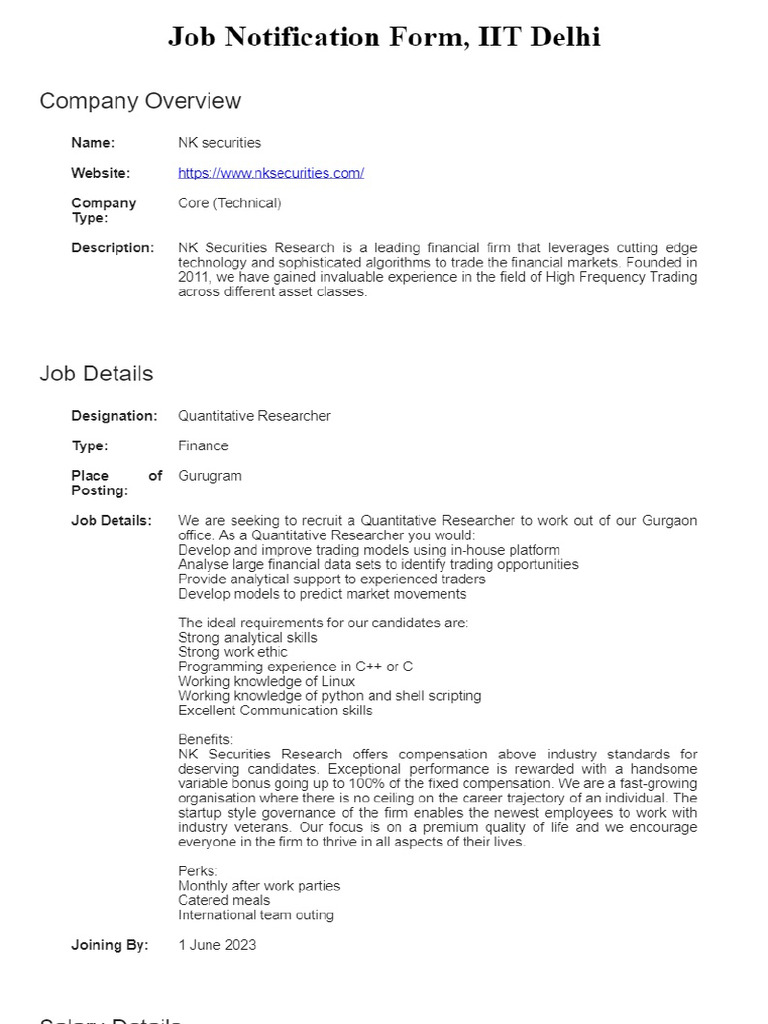 NK Securities (Quantitative Researcher) | PDF