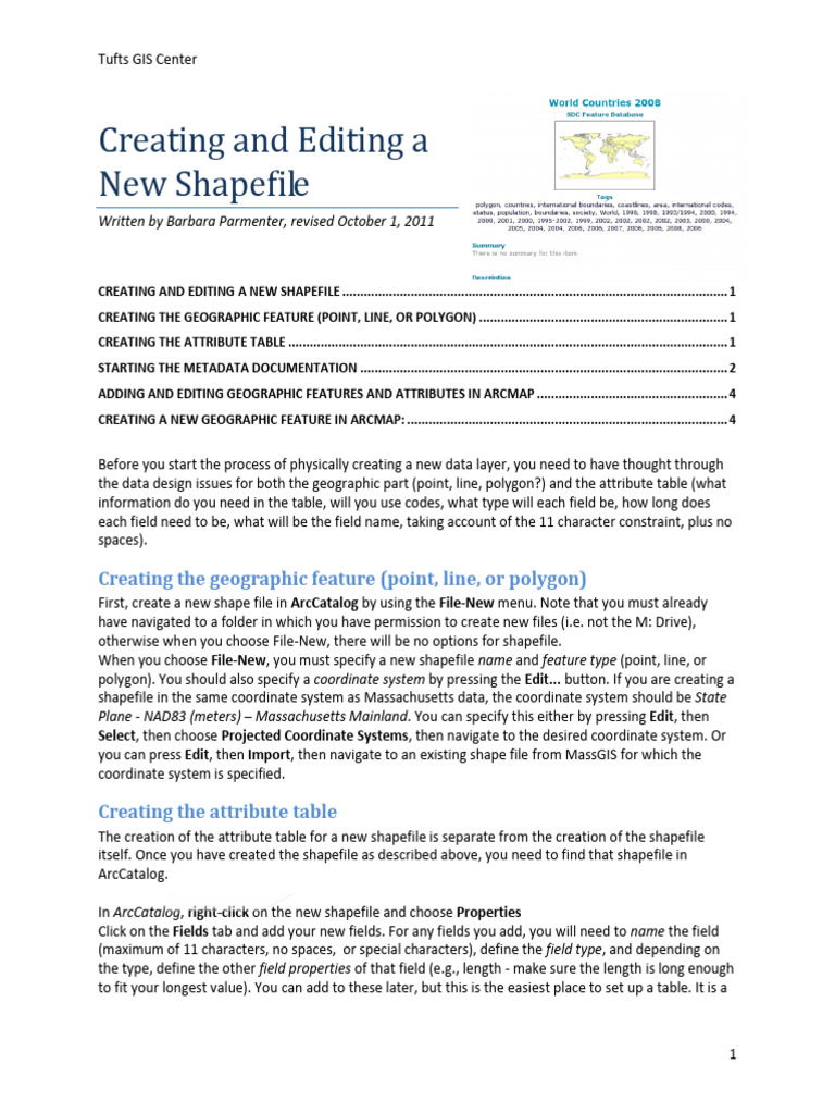 Creating and Editing A New Shape File | PDF | Metadata | Arc Gis