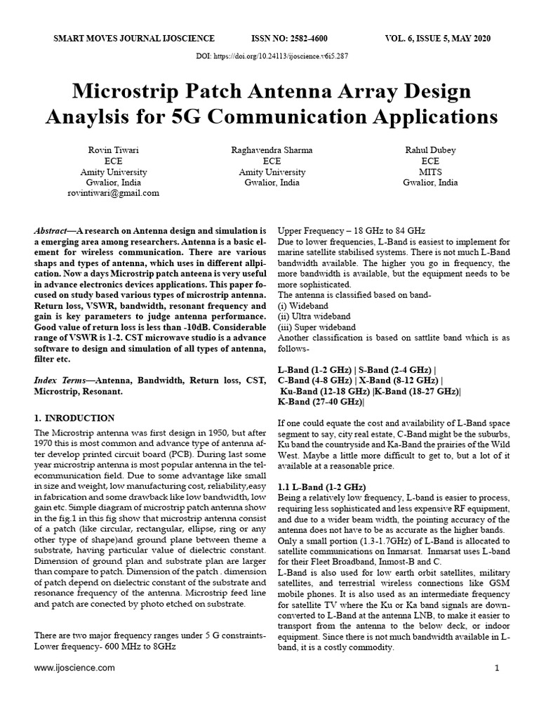 Microstrip Patch Antenna Array Design An Pdf Antenna Radio Wireless