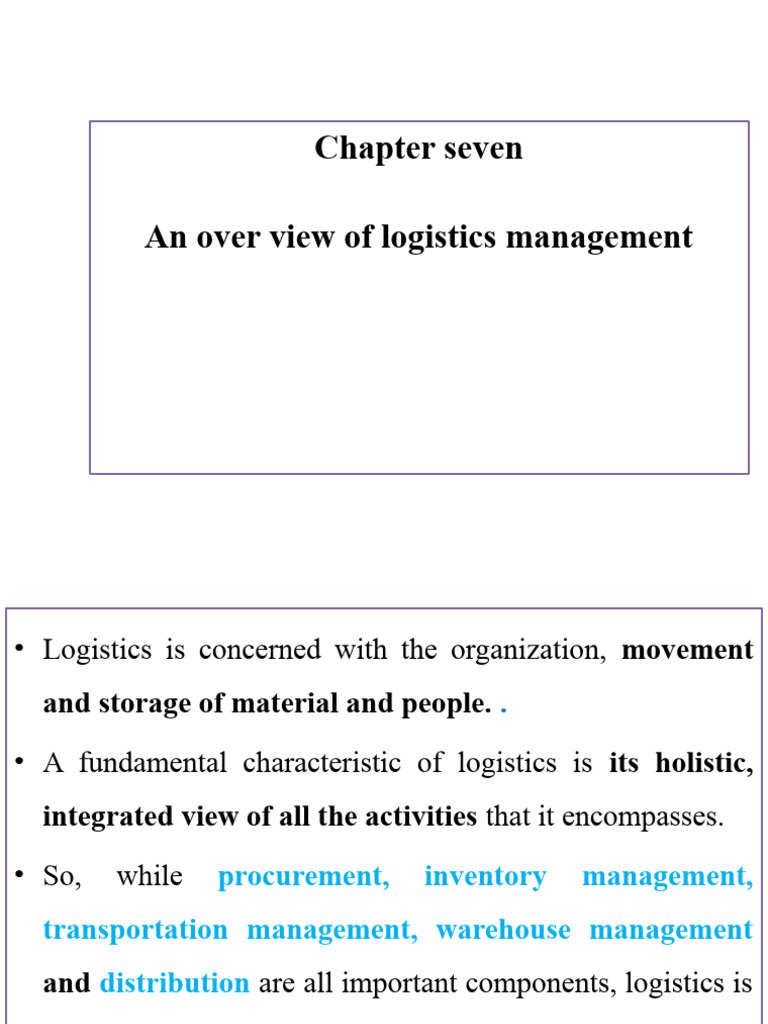 CHAPTER 7 Logistics MGT | PDF | Logistics | Supply Chain