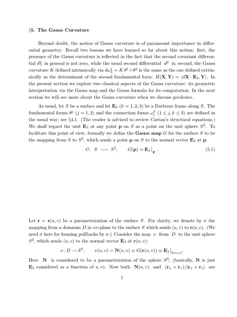 The Gauss Curvature | PDF | Curvature | Differential Topology