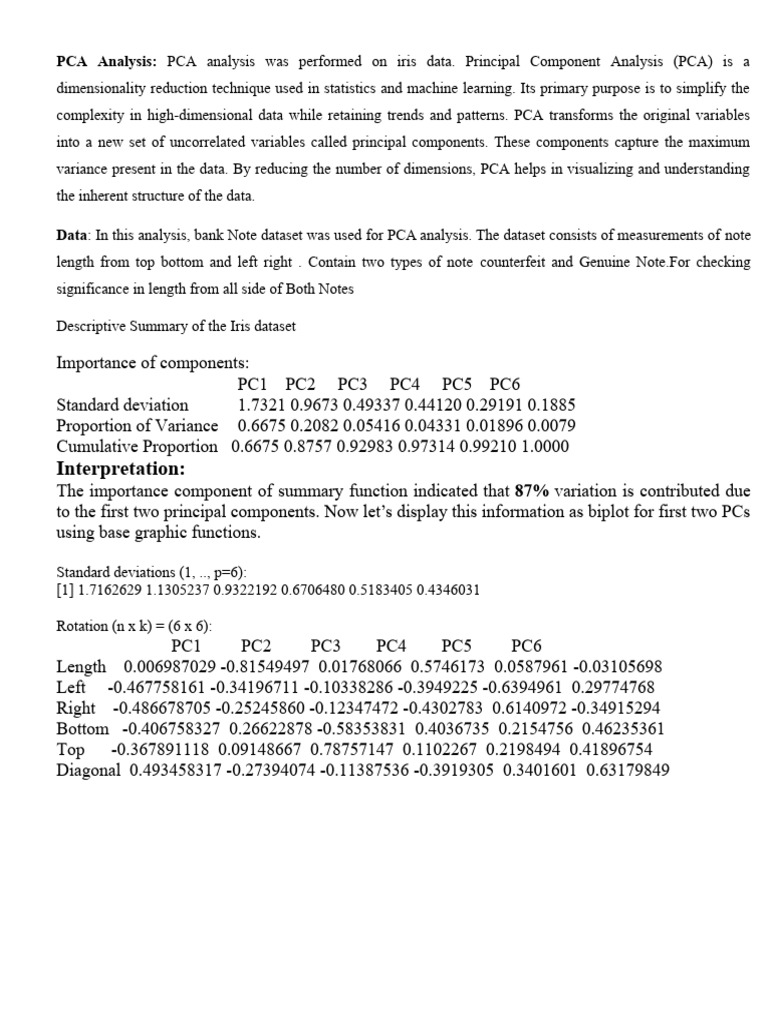 PCA Analysis | PDF