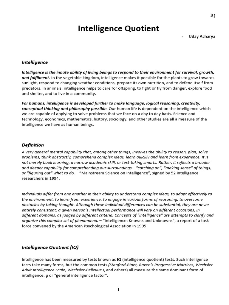 Intelligence Quotient Thinking Your Way | PDF | Intelligence | Intelligence Quotient