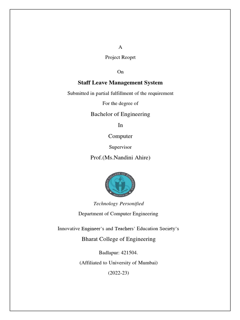 Staff Leave Management System Report | PDF | Software Engineering | Computing