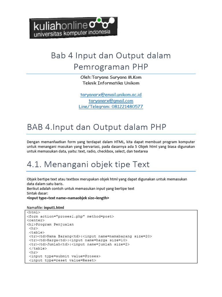 Bab 4 Input Output Dalam Pemrograman PHP | PDF