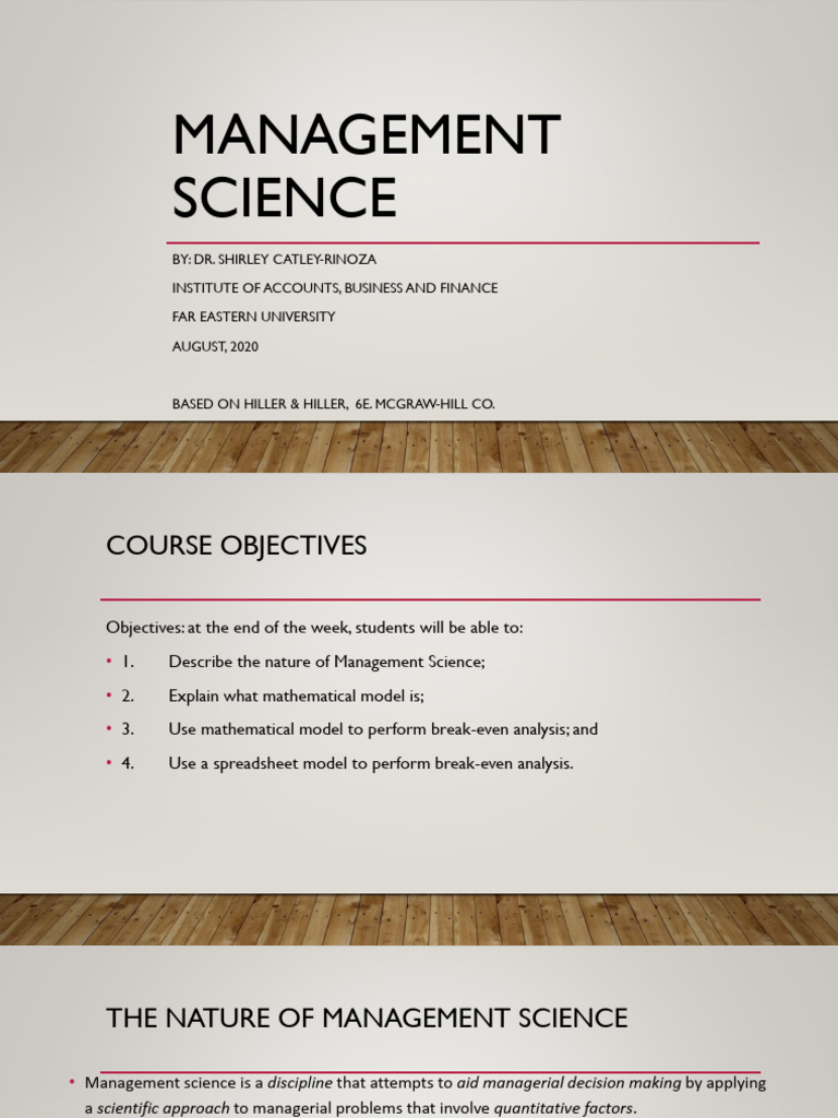 CH 01 Management Science | PDF | Operations Research | Mathematical Model