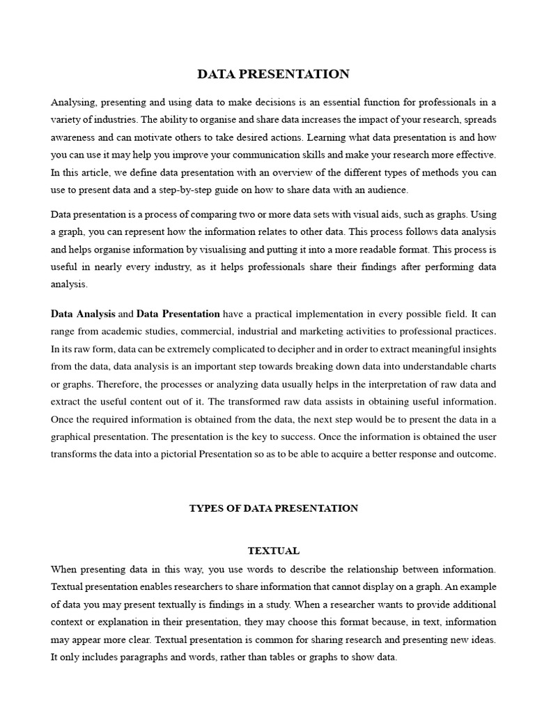 Data Presentation | PDF | Data | Data Analysis