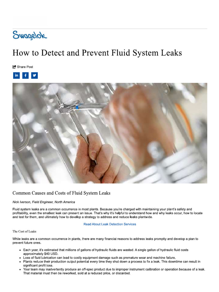 How To Detect and Prevent Fluid System Leaks | PDF