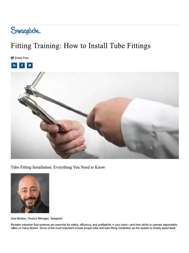 Fitting Training How To Install Tube Fittings | PDF